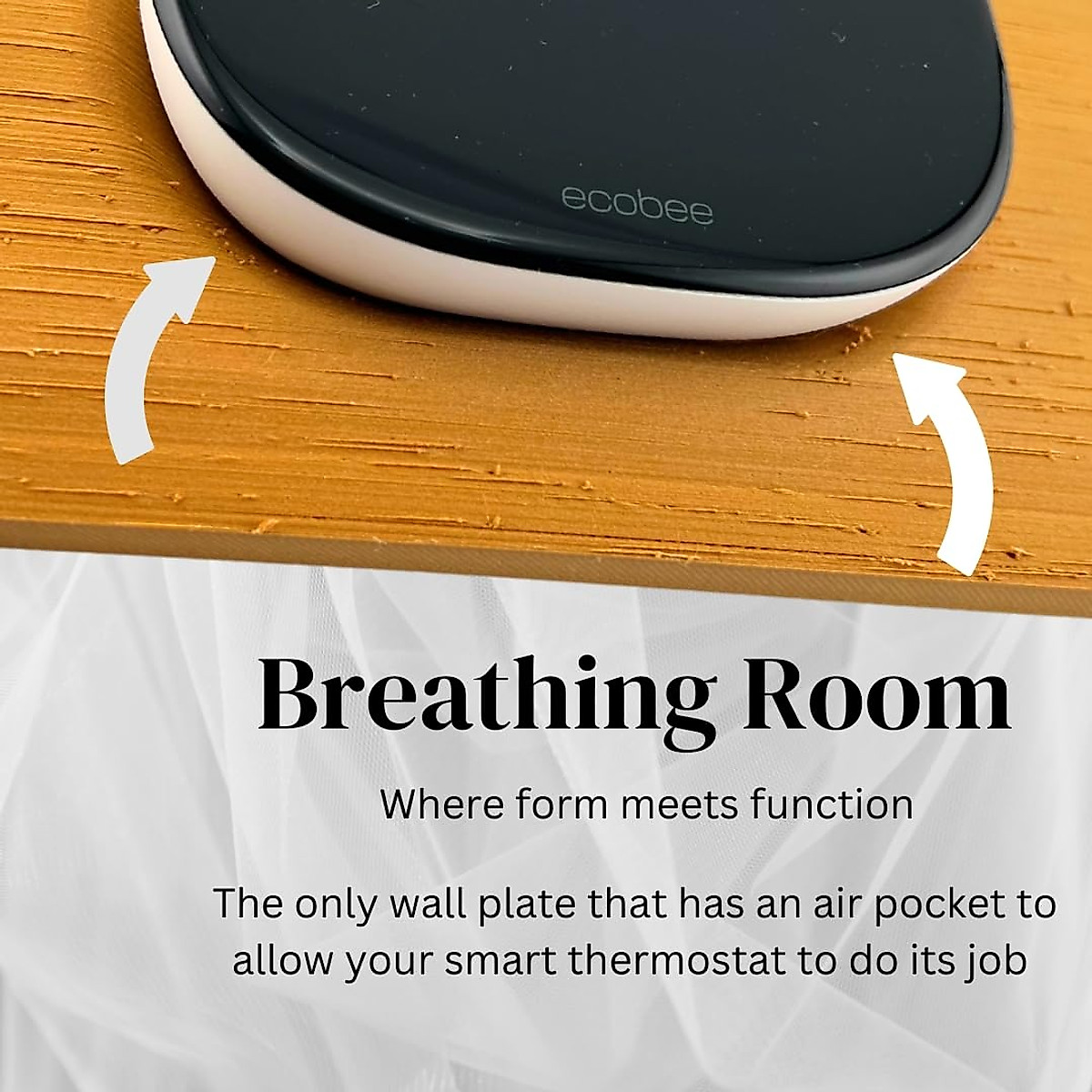 Elm Wood Rectangle Wall Plate for Ecobee Smart Thermostat Enhanced and Premium Cover Trim Backplate