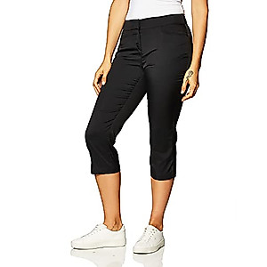 PGA TOUR Women's Tech Capri Golf Pants with Comfort Stretch Waistband (Size 2-18 Plus), Caviar, 6