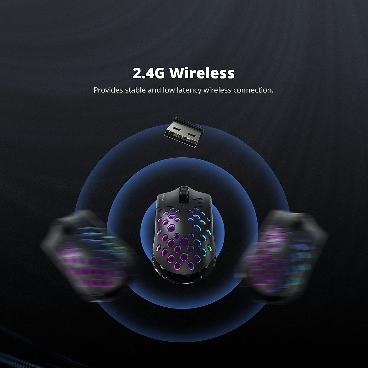DREVO Owl Wireless RGB Gaming Mouse with 85G Lightweight, 2.4G Connectivity, 6 Programmable Buttons, PixArt PMW3325 Optical Sensor & Adjustable 6 Levels DPI