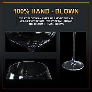 YOXSUNY Hand-Blown Italian-Style Crystal Wine Glasses - Lead-Free, Dishwasher-Safe, Perfect for Red and White Wines - Set of 2 - Luxurious Gift for Any Occasion