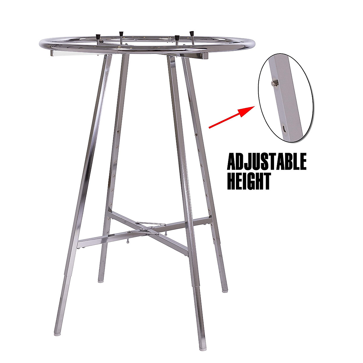 Round Chrome Rack For Clothes, Round Garment Rack, Display Retail Rack, Adjustable Round Rack, Adjustable Height, 36 Inches Diameter