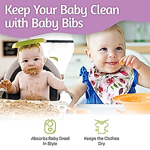 KiddyCare Soft Waterproof Baby Bibs for Girls - Organic Cotton Bandana Baby Bibs for Boy, Absorbent Lightweight Bibs for Baby Girl, Drool Bibs for Baby Boy, Baberos Para Bebe, 0-6 Months (8 Pack)