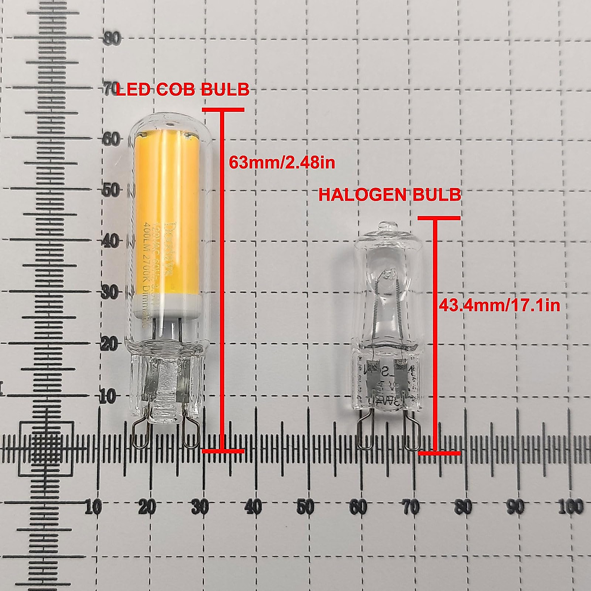 Doodays G9 LED COB Bulb Dimmable 3.5W, 410lm(40W T4 G9 Halogen Equivalent),2700K Soft Warm White, 120V, No Flicker, Chandelier Light Bulb Replacement(6 Pack)