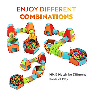 Playz 7pc Kids Play Tent with 1 Big Ball Pit for Babies, 3 Play Tunnel for Toddlers, and 3 Pop Up Tents Playhouse Bundle, Best Birthday Gift for Boys & Girls, Indoor & Outdoor Use Portable Play Center