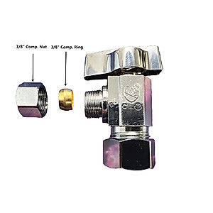 10Pcs EZ-Fluid Heavy Duty 1/2" Nom. Comp (5/8" OD Comp) x 3/8" OD Comp Squared Body Angle Stop Valve,1/4 Turn Handle,Chrome Brass Water Shut Off Ball Valve for Water Pipes,Faucet,Toilet, Sink