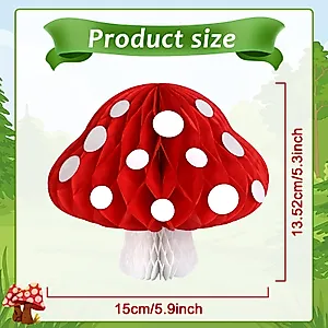10PCS Mushroom Honeycomb Balls Decorations Centerpieces for Tables Mushroom Shaped Hanging Ceiling Sign Party Supplies for Jungle Wonderland Christmas Birthday Baby Shower Bridal Shower Party Favor