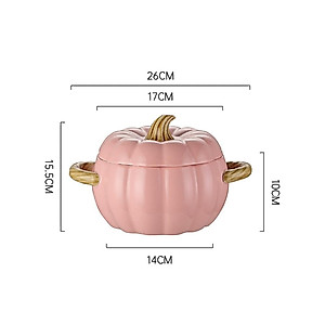 Pumpkin Dutch Oven with Lid and Handles, 1.59 qt Ceramic Pumpkin Cooking Pot Enamel Pot Soup Pot, Pumpkin Pottery Dessert Saucepan, Baking Soup Bowl, Halloween Thanksgiving Fall Harvest