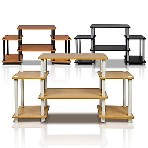 Furinno Turn-N-Tube No Tools Entertainment TV Stands, Beech/White, Square Corner