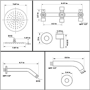 Matte Black 3 Handle Shower Faucet Set with Tub Spout, Tub and Shower Trim Kit with Rough-in Valve, Bathroom Rain Mixer Shower System, Rainfall Bathtub Shower Faucets