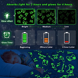 Glow in The Dark Gaming Blanket Gamer Game Controller Throw Gift, Boys Teen Soft Cozy Gaming Blanket Gamer Gifts Game Decor Blankets for Home Bedroom Gaming Gifts for Teenage Boys/Men 50"x60" (Game)