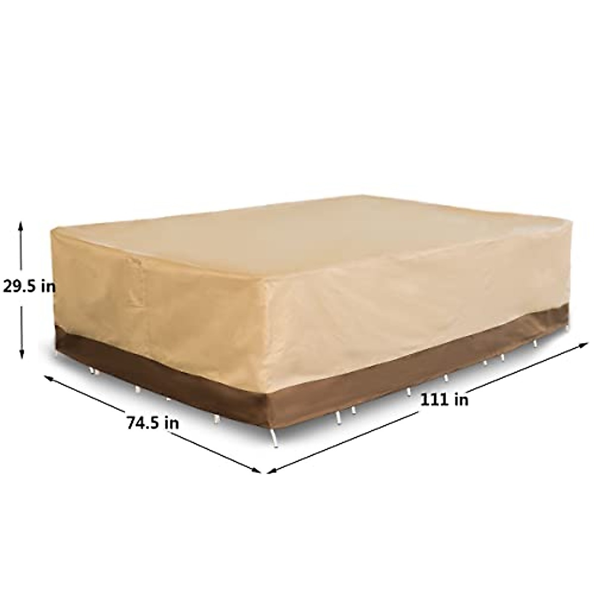 Vanteriam Rectangular Patio Furniture Cover Waterproof, Outdoor Furniture Dining Table and Chair Set Cover, Durable & Fade Resistant Patio Table Covers Size 111Lx 74.5Wx 29.5H inches Beige & Brown