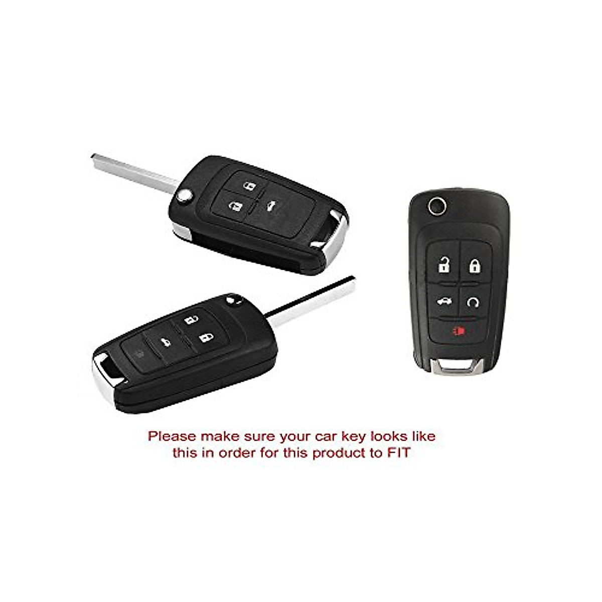 iJDMTOY Exact Fit Glossy Red Smart Key Fob Shell Cover Compatible with Chevy Camaro Cruze Malibu SS Spark Volt, Compatible with GMC Terrain 3 4 5 Buttons Folding Key Fob