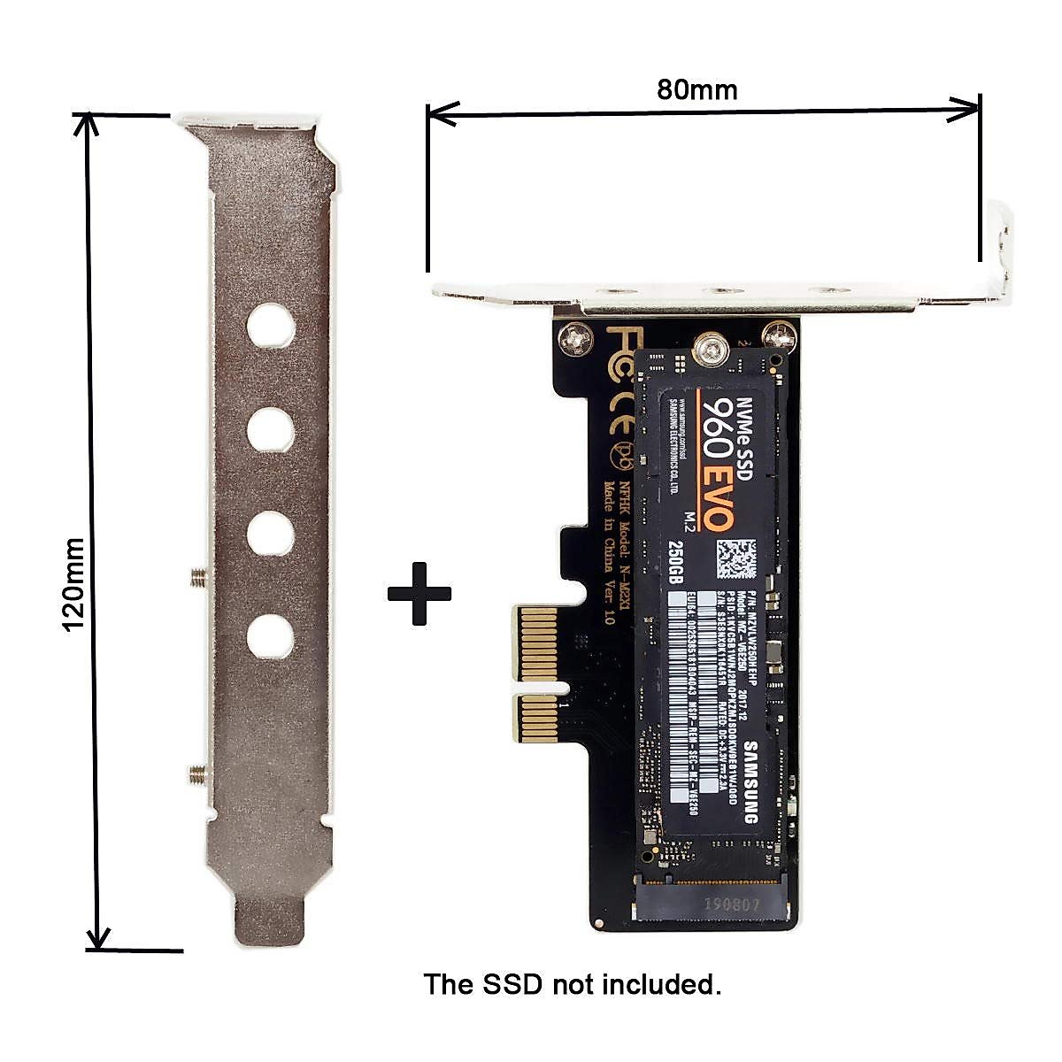 JSER NVME to PCI-E 4.0 Low Profile PCI-E 3.0 x1 Lane to M.2 NGFF M-Key SSD Nvme AHCI PCI Express Adapter Card