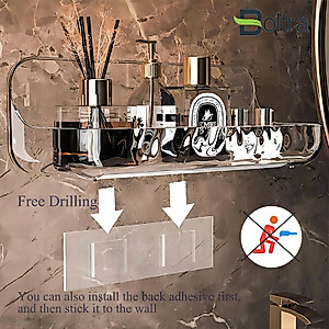 Boltra Clear Shower Caddy Shelves, 2-Pcs Acrylic Wall Mounted Shelf Bathroom Organizers and Container Without Drilling Plastic Shelf for Bathroom, Kitchen