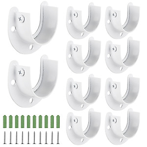 LDXDRU 10Pcs Closet Rod Bracket, 1-1/2" Diameter Closet Rod Holders, Stainless Steel Closet Rod End Supports, U Shaped Closet Pole Sockets Opening Flange Rod Bracket with Screws, Curtain Rod Holder