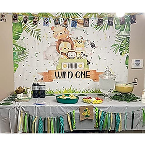 Avezano Wild One Birthday Backdrops Safari Theme First Birthday Party Background Decorations Tropical Jungle Animals 1st Birthday Party Banner Supplies(7x5ft)