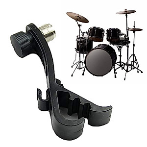 iayokocc Shockproof Drum Rim Microphone Clip, Microphone Shockproof Clip for Microphone Clamps Holder with Groove Gear(Black)