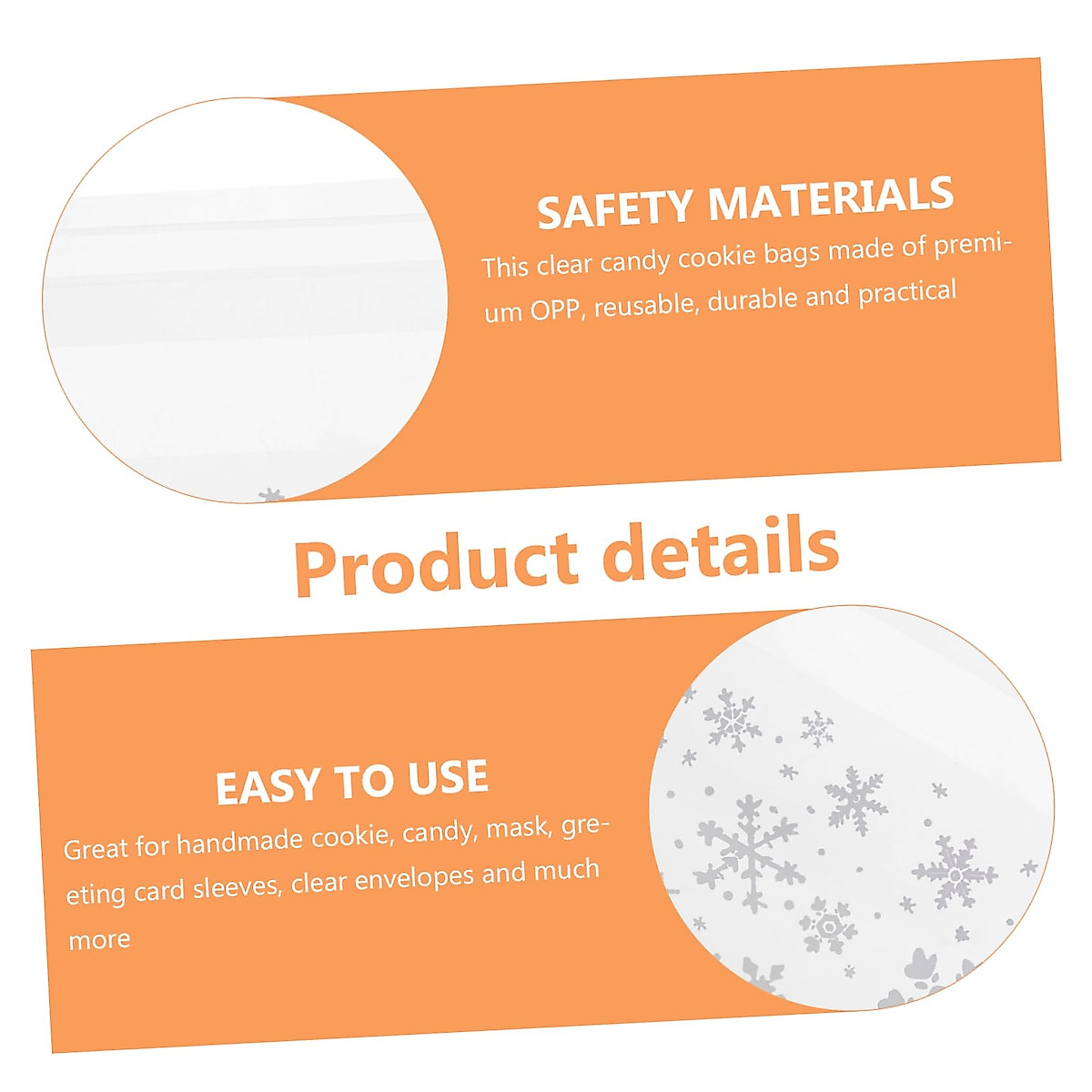 ULTECHNOVO 100pcs Baking Bags Candy Bag Cookie Bags Biscuit Bag Candy Wrapper Candy Treat Bags Cello Bags for Cookies Party Bag Self-Adhesive Cookie Pouch Sealing Biscuits Bags