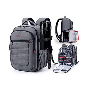 BAGSMART Camera Bag, DSLR SLR Camera Backpack Fits 13.3 Inch Laptop, Anti-theft Photography Backpacks with Rain Cover Tripod Holder, Grey