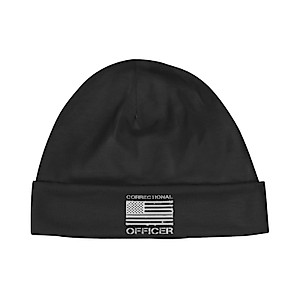 Thin Silver Line Correctional Officer Winter Warm Beanie Hats for Mans Womens Baggy Skull Caps Classic Knit Hat