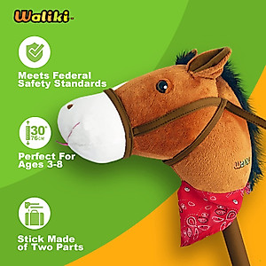 WALIKI Stick Horse Toy for Boys and Girls | Fun Cowboy & Cowgirl Pretend Play | Cool Toys for Kids Ages 3 4 5 6 | Birthday Gift for Active Toddlers (Brown)