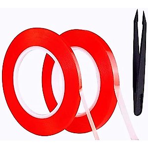TPhaelay Double-Sided 2mm / 3mm x 25M Acrylic Adhesive Mobile Phone Repair Tape LCD Touch Screen Repair Tape, Super Sticky Transparent Repair Tape for Mobile Phone, iPad, Tablets, Laptops, Camera