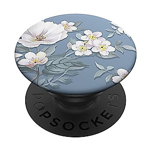 Floral Magnolia White Pattern Phone Popper PopSockets Standard PopGrip