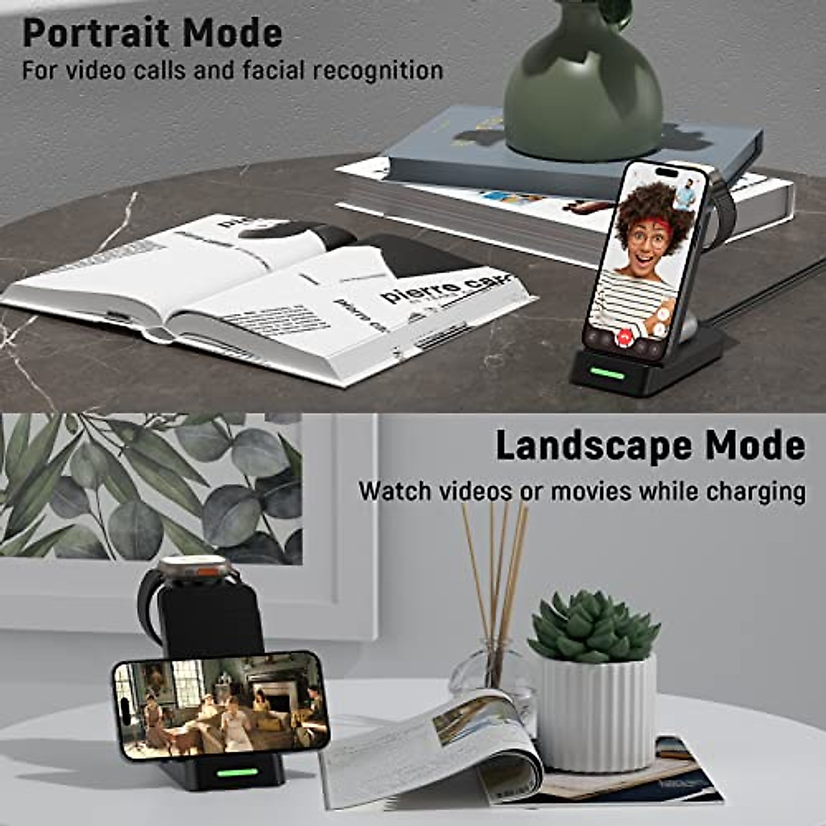 Wireless Charging Station for Apple Products 3 in 1 Wireless Charger Stand Compatible with Apple Watch Ultra 8 7 SE 6 5 4 AirPods Pro iPhone 14 13 12 11 Pro Max Multiple Devices Wireless Charger Dock