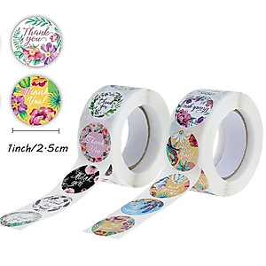 Thank You Stickers 2500 Pieces Round Kraft Label Seals Small Business Stickers for Greeting Cards Envelopes Decor or Gift Bags Packaging (5 Rolls Pattern B)