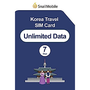 SnailMobile SIM Card for Korea - Unlimited Data/ 7 Days,4G/3GLTE Travel Data(No Message & Call, Unlocked Phone)