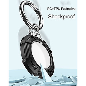 Air Tag Holder Case Compatible Apple Airtag Keychain, Full Protective Anti-Scratch Air Tag Tracker Cover with Key Ring for Bag Luggage Dog Collar (Black)