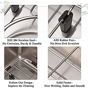 Kitchen Sink Grid 2 Pcs, 13" x 11-5/8", APPASO Sink Protectors for Kitchen Sink Rear Drain, Stainless Steel Sink Protectors for Single or Double Bowl Sink, Kitchen Sink Rack for Bottom of Sink