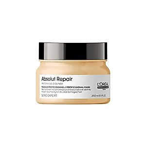 L'Oreal Professionnel Absolut Repair Hair Mask | Protein Treatment For Deep Nourishment | Hydrates, Repairs Damage & Adds Shine | For Dry & Damaged Hair | Medium to Thick Hair Types | 8.5 Fl. Oz.