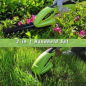 MAXUAN Grass Shear & Shrubbery Trimmer - 2 in 1 Handheld Hedge Trimmer
