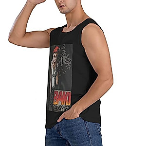 WAYOQI Baki The Grappler Men's Tank Tops Tshirt Sleeveless Shirts Shirt Running Workout Cotton Casual Black Large