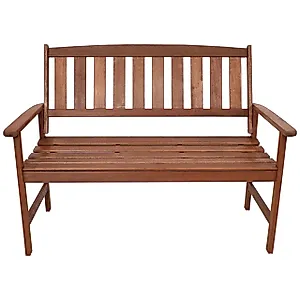 Sunnydaze Solid Meranti Wood 2-Seat Outdoor Garden Bench with Rustic Teak Oil Finish