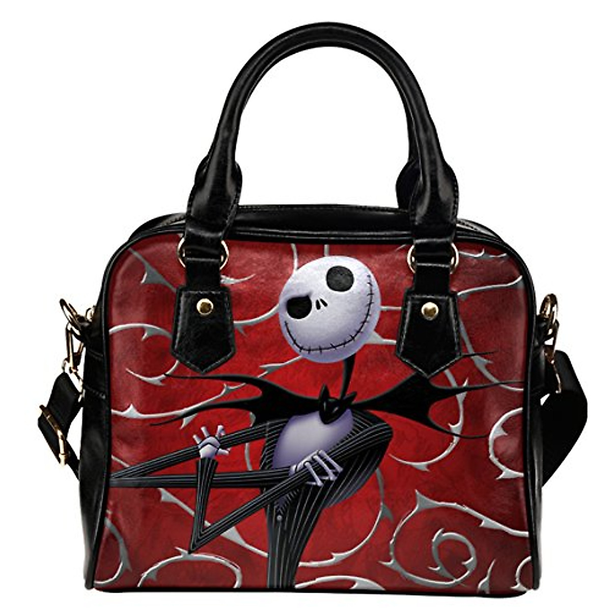Female Crossbody Shoulder Top-handle Bags Shell Handbag with Jack Skellington Print