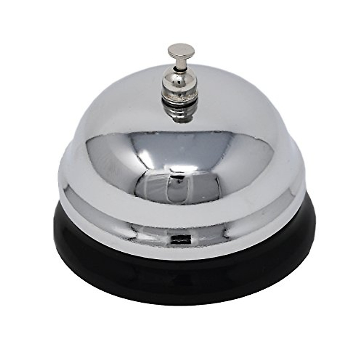Compact Hotel Style Call Bell. Service Bell in Silver Finish with Black Base - by Home-X