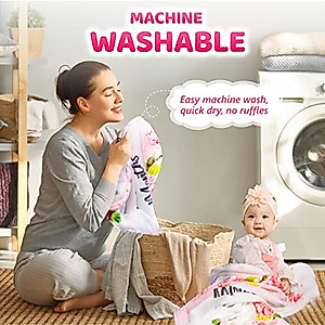 Milestone Blanket for Baby Girls - Very Soft, Light Weight with Heart Frame, Rectangle Marker, Headband Free - Machine Washable - Baby Growth Chart Blanket