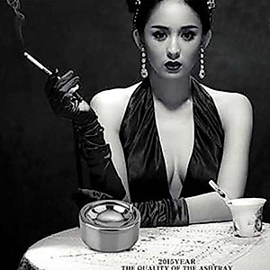 Outdoor Ashtray with Lid, hanlongyu Flip Top Stainless Steel Ash Tray Sets for Weed, Metal Windproof Ashtrays for Cigarettes, Smokers, Desktop Smoking Ashtray Office Patio Home Decor