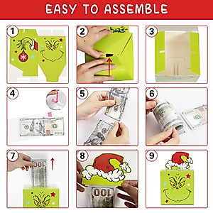 DAZONGE Christmas Gifts for Party, Christmas Money Holders for Cash with 100 pcs Transparent Bags, Merry Christmas Party Favor, Christmas Money Pull Pouch for Kids Adults