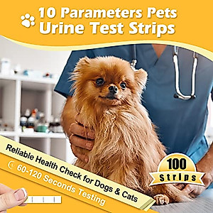 Easy@Home Dog Diabetes Urine Test: 10 Parameters Urine Test Strips for Dogs & Cats Animal Urinalysis Reagent Strips - Detect Urinary Tract Infections UTI Bladder Kidney Liver Function 100 Counts