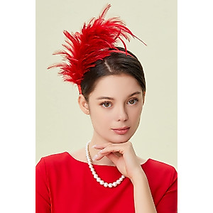 BABEYOND Fascinator Hats for Women Feather Headband Kentucky Headpiece Gatsby Derby Hat for Cocktail Wedding Tea Party