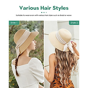 UWILL Cute Sun Hat Womens Wide Brim Foldable Straw Hats Beach Sun Hats for Women Floppy Summer Hats UPF 50+ (as1, Alpha, m, l, Beige) 1