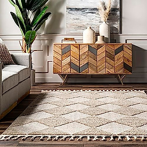 nuLOOM Marissa Trellis 5x8 Area Rug for Living Room Bedroom Dining Room Kitchen, Beige/Ivory