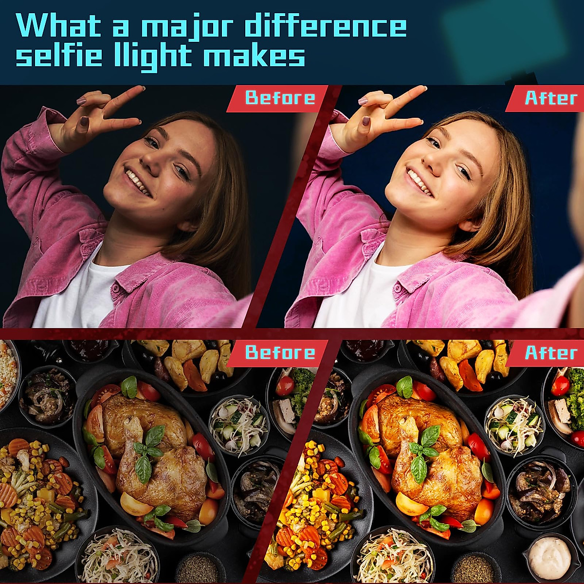 Eicaus 100 LED Rechargeable Selfie Phone Light with Clip,Camera Fill Light for Pictures,Video iPhone Light for Video Conferencing, Portable Light for influencers, Tiktok