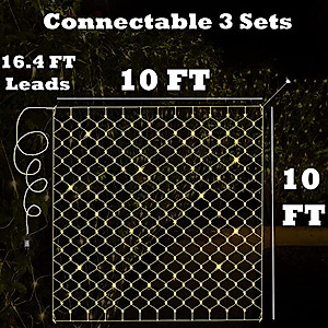 Eueasy Net Lights Outdoor, 10ft×10ft Gazebo Mesh Lights, 270 LED 8 Lighting Modes, Connectable Waterproof Net Lights for Gazebo, Backyard, Garden, Holiday, Christmas, Bush (Warm White)