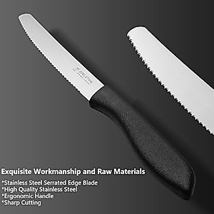 targzier Steak Knives Set of 6,Premium Steak Knife,Serrated Steak Knives,Stainless Steel Steak Knife Set,Black Round Head Knife,Tomato Knife for Kitchen&Restaurant,Dishwasher Safe