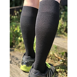 HOYISOX Big and Tall Compression Socks 20-30 mmHg, Comfortable Knee High Socks for Men and Women (as1, alpha, 3x_l, regular, regular, Black)