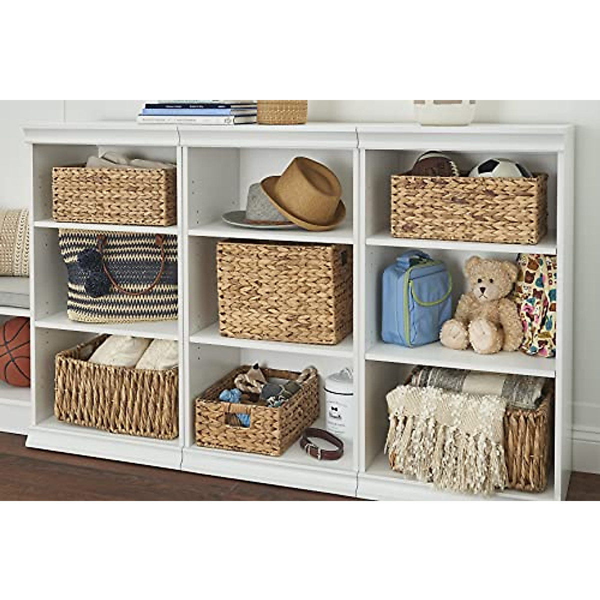 ClosetMaid Modular Storage Shelf Unit with 3 Shelves, Wood Closet Organizer Adjustable, Stacking, Full Backer, Decorative Trim, White, 40.29 H x 21.39 in. W x 15.91 in. D